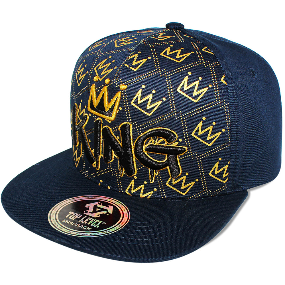TOP LEVEL : KING | Dripping King Verbiage Design Snapback Cap