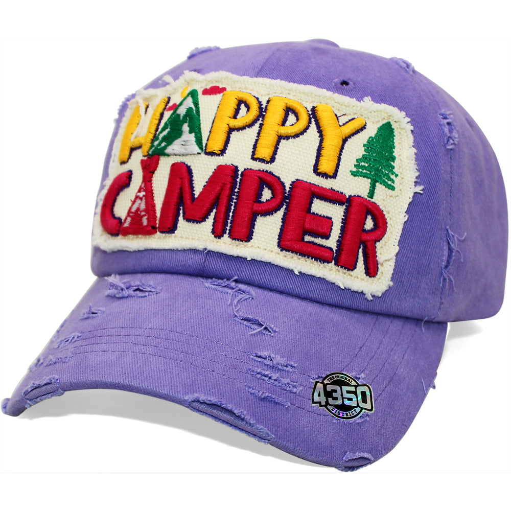 4350 DISTRICT : T13 | Happy Camper Patch Design Vintage Baseball Cap